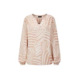 GOLDNER Damen Schlupfbluse "Kurzgr&ouml;&szlig;e Grafische Viskosebluse mit Schlitz", beige, Gr. 23, Obermaterial: 100% Viskose CV., Blusen, Gummib&uuml;ndchen am