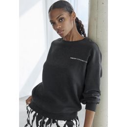 Damen Sweatshirt, French Connection, Gr. 32, schwarz, Sweatware, Obermaterial: 60% Baumwolle, 40% Polyester, unifarben, Sweatshirts, mit Schriftzug