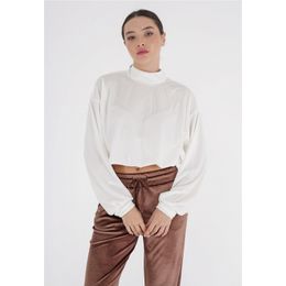 FRESHLIONS Damen Klassische Bluse "Remy", beige, Gr. M, unifarben, 100% Polyester, Blusen, mit Knopfleiste im Nacken