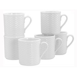 Becher Creatable "Polo Weiss, Kaffeebecher 6-tlg", wei&szlig;, B:8cm H:9cm &Oslash;:8cm, Porzellan, Trinkgef&auml;&szlig;e, Becher, Strahlendes Wei&szlig;, Klassischer Manufakturstil, Ausdrucksstarkes Relief