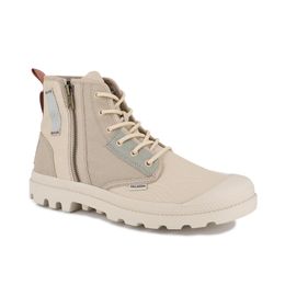 Palladium Damen Schn&uuml;rboots "PAMPA DETROIT ZIP SU", Gr. 40, beige, Textil, Schuhe, Schn&uuml;rstiefel, Schn&uuml;rstiefelette aus Canvas mit Rei&szlig;verschluss