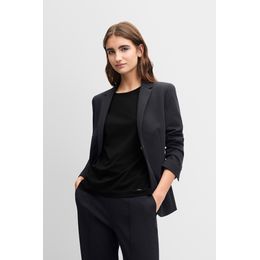Jackenblazer Cinque "CILEO", Damen, Gr. 34, grau (dunkelblau), Web, Obermaterial: 52% Polyester, 21% Polyamid, 17% Viskose, 10% Elasthan, unifarben, regular fit normal, tiefer V-Ausschnitt, abgesteppte Kante, Blazer, Regular Fit, 1-Knopf-Form, elastischer Materialmix