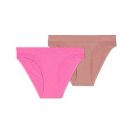 Puma Damen Slip "Puma Slips (2er-Pack) Damen", Gr. Ldusty pink, 52% Polyester, 39% Polyamid, 9% Elasthan, Unterhosen