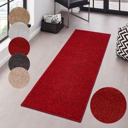 Teppich Hanse Home, B:80cm H:13mm L:400cm, rot, Kunstfaser, Wohnzimmer, Teppiche, "Pure 100 Kurzflor", Kurzflor, uni, umkettelt, L&auml;ufer, Wohnzimmer,