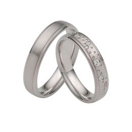 Firetti Damen Trauring "Schmuck Geschenk Hochzeit Ehering "LIEBE"", 55,mit Zirkonia, Silber 925 (Sterlingsilber), 4,5mm, silber, Silber 925