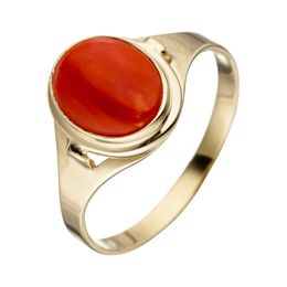 Jobo Damen Goldring, 54, Gelbgold 333, gold, Gelbgold 333, Fingerringe, 333 Gold mit Koralle