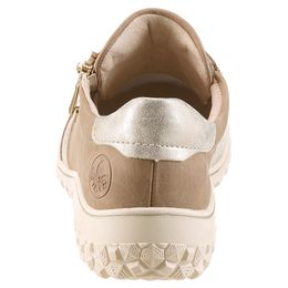 Rieker Damen Sneaker, Gr. 43, beige, Lederimitat, Schuhe, Schn&uuml;rschuh, Halbschuh, Keilsneaker mit Rei&szlig;verschluss