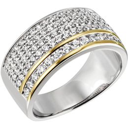 Firetti Damen Fingerring "Schmuck Geschenk Silber 925 Silberring Ring Bicolor", 58, Silber 925 (Sterlingsilber), 6mm, gold, Silber 925