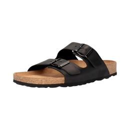 Salamander Herren Pantolette, Gr. 42, schwarz, Leder, Schuhe, Sommerschuh, Hausschuh mit Schnallenverschl&uuml;sse und Fu&szlig;bett