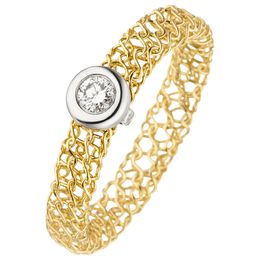 Jobo Damen Diamantring, 52, SI = kleine Einschl&uuml;sse, Diamanten Gelbgold 750, gelb, Diamanten, Gelbgold 750, Fingerringe, geflochten 750 Gold mit