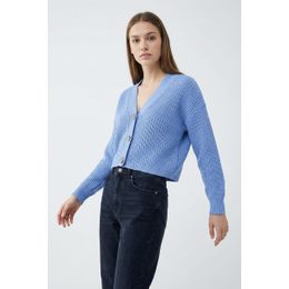 Only Damen Strickjacke "ONLCAROL NICE L/S CARDIGAN KNT NOOS"cornflower blau, Gr. XS, unifarben, Strick, Obermaterial: 100% Polyacryl, Strickjacken,