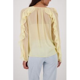 monari Damen Georgettebluse "Bluse Georgette R&uuml;schen"past gelb, Gr. 44, unifarben, Web, Obermaterial: 100% Polyester, Blusen, Regular fit mit Volants