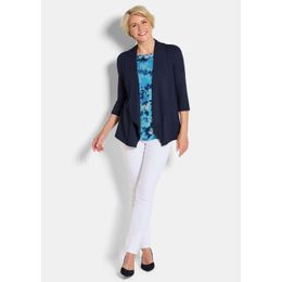 GOLDNER Damen Langarmshirt "Viskoseshirt in Twinset-Optik", blau, Gr. 42, Obermaterial: 95% Viskose CV. 5% Elasthan EL., Shirts, Ton in Ton Hotfixe