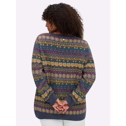 sheego Damen Jacquardpullover "Pullover", bunt, Gr. 48, gemustert, mehrfarbig, 50% Baumwolle, 50% Polyacryl, Pullover