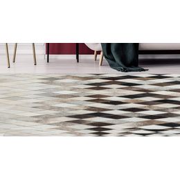 Fellteppich Kayoom, B:160cm H:8mm L:230cm, grau, Leder, Teppiche, "Lavish 510", Patchwork-echtes Leder-Fell, Wohnzimmer