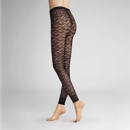 Hudson Damen Feinstrumpfleggings "Leggings Graphic Crochet", Gr. 38, schwarz, Obermaterial: 97% Polyamid PA. 3% Elasthan EL., Strumpfhosen