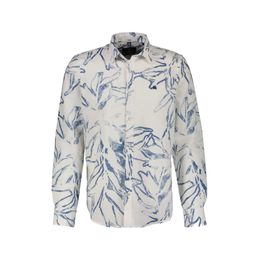 Lerros Herren Langarmhemd "Herren Langarmhemd mit sommerlichem Alloverprint", wei&szlig;, Gr. 6XL, 55% Leinen, 45% Baumwolle, Hemden