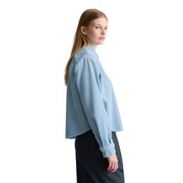 Marc O'Polo Damen Langarmbluse "mit l&auml;ssiger Bubble-Struktur"blau dusk, Gr. L, MARC O'POLO DENIM, unifarben, Obermaterial: 100% Baumwolle, Blusen