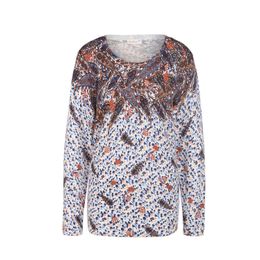 GOLDNER Damen 2-in-1-Pullover "Kurzgr&ouml;&szlig;e Druckpullover mit ornamentalem Druck", beige, Gr. 25, Obermaterial: 72% Viskose CV. 28% Polyamid PA.,