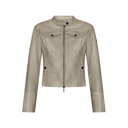 AMBER & JUNE Canvasjacke AMBER & JUNE "Damen mit Stehkragen", Damen, Gr. 34, khaki, Obermaterial: 100% Polyurethan, 100% Polyester. Futter: 100% Polyester, figurbetont, Jacken