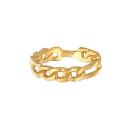 Elli Damen Fingerring "Bandring Figaro Panzer Glieder Chunky 925 Silber", 54mm, ohne Stein, Silber 925 (Sterlingsilber), 4mm, gold, Silber 925