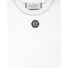 Philipp Plein Damen T-Shirt "Verziert", wei&szlig;, Gr. 8, Obermaterial: 100% Baumwolle, Shirts