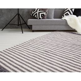 Teppich Calo-deluxe, B:80cm H:10mm L:150cm, grau, Viskose, Wolle, Wohnzimmer, Teppiche, "Bature 400", Wolle und Viskose mit Fransen, Wohnzimmer