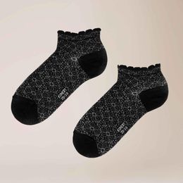 Kunert Damen Sneakersocken "Sneaker Summer Flower", Gr. 39, schwarz, Obermaterial: 87% Baumwolle CO. 10% Polyamid PA. 3% Elasthan EL., Socken