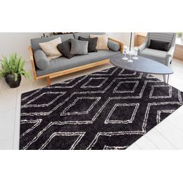 Hochflor-Teppich my home, B:200cm H:27mm L:290cm, grau, Kunstfaser, Teppiche, "Jeana", retro, Wohnzimmer