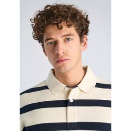 LINDBERGH Herren Poloshirt "Poloshirt Oversize Fit"pearl wei&szlig;, Gr. XL, gestreift, Obermaterial: 85% Baumwolle, 15% Polyester, Shirts