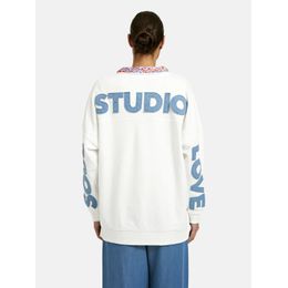 Smith & Soul SMITH & SOUL Damen Sweatshirt, wei&szlig;, Gr. S, unifarben, Sweatware, Obermaterial: 88% Baumwolle, 12% Polyester, Sweatshirts, mit Aufn&auml;hern, oversize