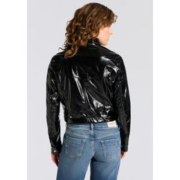 BOSS Orange Damen Kurzjacke "Jasita Premium Damenmode"schwarz 001, Gr. 42, unifarben, Obermaterial: 100% Polyester, Jacken, in Lederoptik