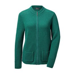 GOLDNER Damen Strickpullover "Kurzgr&ouml;&szlig;e Elegante Wolljacke mit Noppenstruktur", gr&uuml;n, Gr. 21, Obermaterial: 70% Polyacryl PAN. 30% Schurwolle WV.,