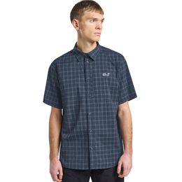 Funktionshemd Jack Wolfskin "NORBO S/S SHIRT M", Herren, Gr. XXL (58), Normalgr&ouml;&szlig;en, check, midnightsky, Obermaterial: 95% Polyamid, 5% sonstige Fasern, Hemden Funktionshemd