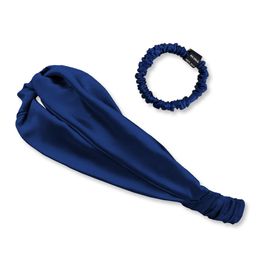 Diadem AILORIA "Set Headband und Scrunchie S aus Seide SOYEUX & DOUX", Damen, blau, Modet&uuml;cher Diadem