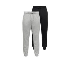 Only & Sons Sweatpants ONLY & SONS "ONSCHASE REG SWEATPANTS 2-PACK OTL", Herren, Gr. S, N-Gr, schwarz pack:1 x schwarz 1 x lgm, Web, Obermaterial: 65% Baumwolle, 35% Polyester, unifarben, regular fit kn&ouml;chellang, Hosen Sweatpants