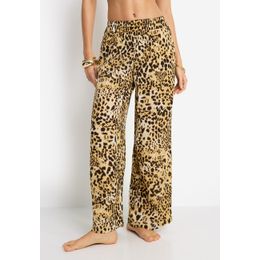 Schlupfhose LSCN BY LASCANA, Damen, Gr. 50, N-Gr, leopard print, Cr&ecirc;pe, Obermaterial: 100% Viskose, bedruckt, figurumspielend lang, Hosen Schlupfhose, mit Animalprint