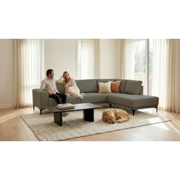 Ecksofa OTTO HOME "Xander, L-Form", gr&uuml;n (khaki), B:289cm H:85cm T:210cm, 68% polypropylene, 32% polyester, Sofas, Ecksofa, Breite 289 cm, Webstoff, Soft-Touch Chenille, schwarze Metallf&uuml;&szlig;e