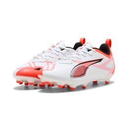 Fu&szlig;ballschuh Puma "ULTRA 5 PLAY FG/AG JR", Kinder, Gr. 36, wei&szlig; (Puma wei&szlig;, Puma schwarz, glowing rot), Synthetik, Schuhe Fu&szlig;ballschuh, f&uuml;r Rasenpl&auml;tze