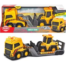 Spielzeug-Baumaschine DICKIE TOYS "Volvo Truck Team", gelb (gelb, grau), Spielzeugfahrzeuge, KinderT:32cm, Kunststoff, Spielzeug-Baumaschine, mit Licht und Sound, T:32cm