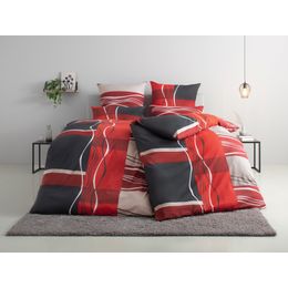Bettw&auml;sche OTTO HOME "Kelian", rot (anthrazit, rot), B/L: 200cm x 200cm, 1 Stk., 2 Stk., Polycotton recycelt, B/L: 80cm x 80cm & 80cm x 80cm, 3 Stk., Polycotton recycelt, Obermaterial: 50% Baumwolle, 50% Polyester, Bettw&auml;sche, Bettw&auml;sche, in verschiedenen Qualit&auml;ten, gemusterte Bettw&auml;sche