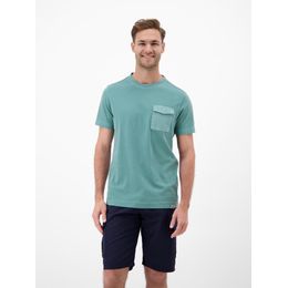 T-Shirt Lerros "T-Shirt mit O-Neck und Brusttasche", Herren, Gr. L, soft teal, 100% Baumwolle, Rundhals, Shirts T-Shirt