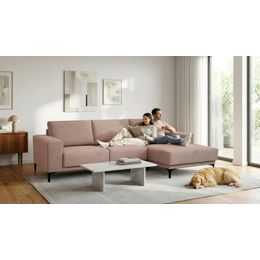 Ecksofa OTTO HOME "Xander, L-Form", braun (cinnamon), B:280cm H:85cm T:152cm, 90% PES, 10% NY, Sofas, Ecksofa, Breite 280 cm, Soft-Touch Chenille, schwarze Metallf&uuml;&szlig;e