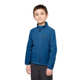 Fleecejacke Jack Wolfskin "TAUNUS JACKET K", Kinder, Gr. 92, blau (crisp cobalt), Fleece, Obermaterial: 100% Polyester, normal, mit Gummizug, Jacken Fleecejacke, Winddicht, w&auml;rmend, atmungsaktiv, &Uuml;bergangsjacke, f&uuml;r Kinder