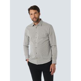 Langarmhemd NO EXCESS, Herren, Gr. 3XL, N-Gr, blau (night), Web, Obermaterial: 97% Baumwolle, 3% Elasthan, gemustert, regular fit taillenbedeckt, ohne Ausschnitt, Manschette, Hemden Langarmhemd, mit All-Over Print