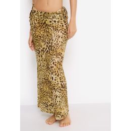 Meshrock LSCN BY LASCANA, Damen, Gr. 38, leopard print, Netz, Obermaterial: 95% Polyester, 5% Elasthan, bedruckt, figurbetont kn&ouml;chellang, R&ouml;cke Meshrock, in Maxil&auml;nge mit Animaldruck