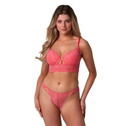 After Eden D-cup & up String "Maite", Damen, Gr. XL, pink (bright pink), Spitze, Obermaterial: 88% Polyamid, 12% Elasthan, AFTER EDEN D-CUP & UP, k&ouml;rpernah, Unterhosen String, mit Spitze, Riemchendetails, feminin, bequem, weich, elastisch