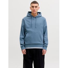 Jack & Jones Kapuzensweatshirt JACK & JONES "JJECORP LOGO SWEAT HOOD NOOS", Herren, Gr. S, blau mirage detail:small print, angeraute Sweatware, Obermaterial: 70% Baumwolle, 30% Polyester, bedruckt, regular fit normal, Rundhals, Rippb&uuml;ndchen, Sweatshirts Kapuzensweatshirt, Baumwollmischung, regular fit