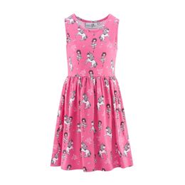 Jerseykleid happy girls, M&auml;dchen, Gr. 104, N-Gr, pink, Jersey, Obermaterial: 95% Baumwolle, 5% Elasthan, bedruckt, regular fit wadenlang, Rundhals, Kleider Jerseykleid