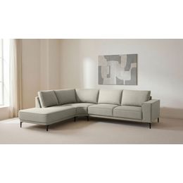 Ecksofa OTTO HOME "Casina", grau (taupe), B:287cm H:85cm T:239cm, 100% Polyester, Sofas, Ecksofa, mit abgerundeter Ottomane, in einem weichen Chenille-Stoff